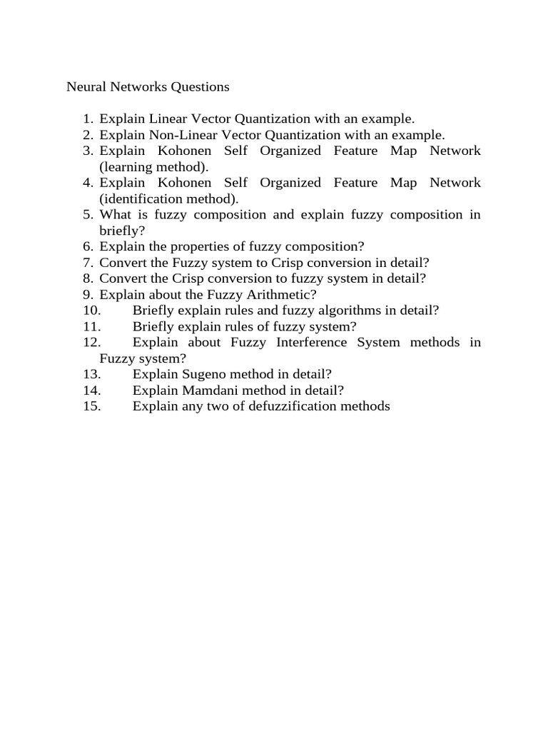20CA04714 Neural Networks & Fuzzy Logic (NN&FL) Questions | PDF