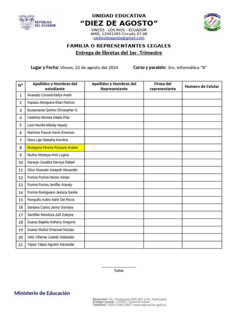 Formato de Reunión de Padres de Familia - 2024 | PDF