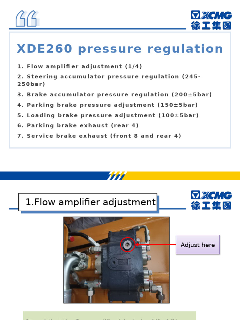 08 XDE260 Pressure RegulationXDE260现场压力调节 En | PDF | Brake | Transportation Engineering