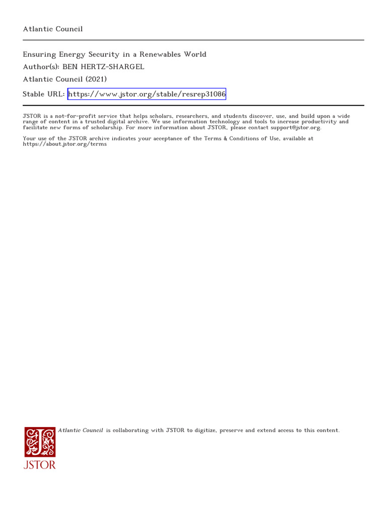 HERTZSHARGEL EnsuringEnergySecurity 2021 | PDF | Renewable Energy ...