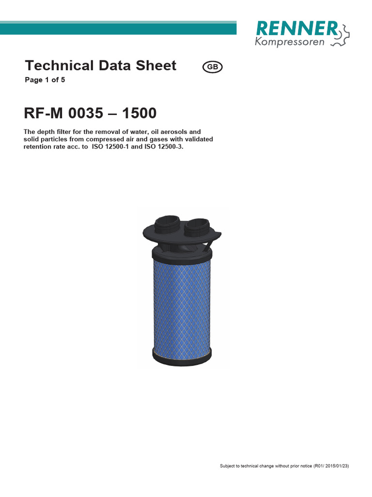 RENNER - RF-M - Data Sheet - ENG | PDF | Filtration | Aerosol