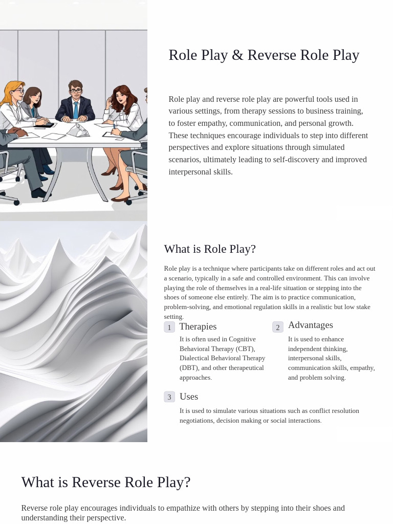 Presentation - Role Play and Reverse Role Play | PDF | Psychotherapy | Empathy