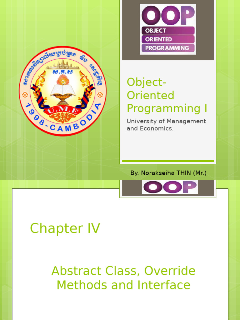 Object-Oriented Programming I CHP IV | PDF