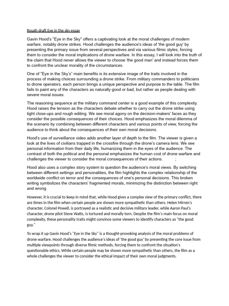 Rough Draft Eye in The Sky Essay | PDF | Morality