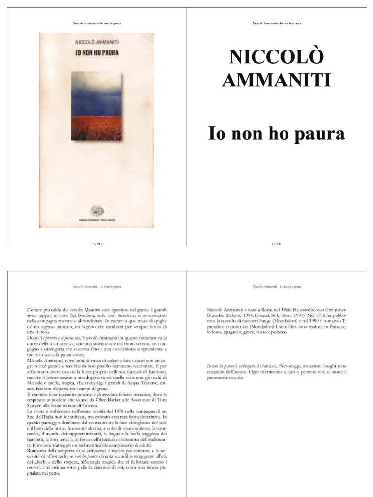 Niccolo Ammaniti Io Non Ho Paura | PDF