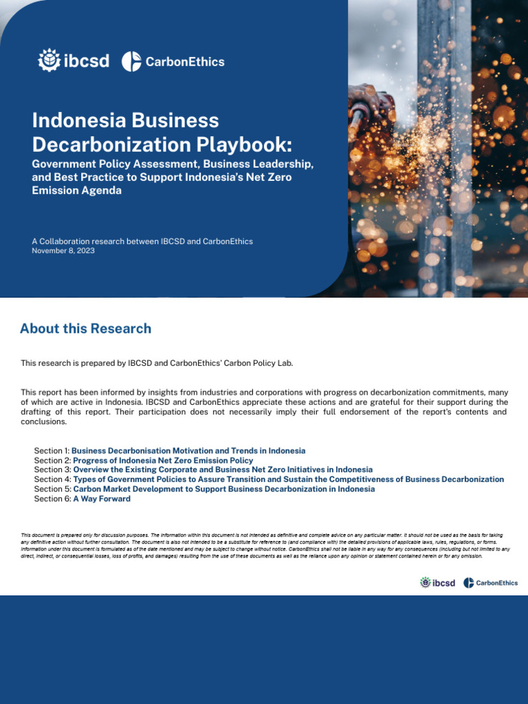 IBCSD X CE - Indonesia Business Decarbonization Playbook | PDF | Climate Change Mitigation ...