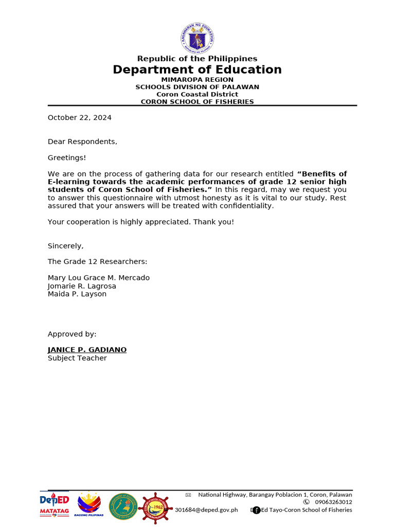 Letter To The Respondents | PDF | Science & Mathematics | Technology & Engineering