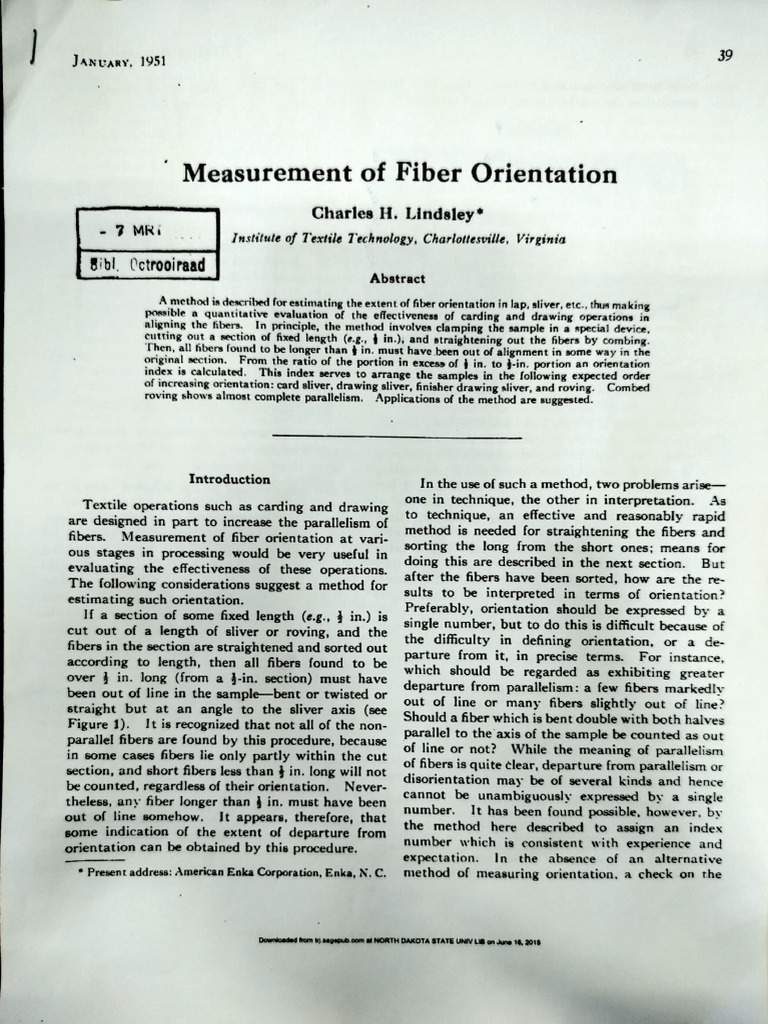 Measurement of Fiber Orientation | PDF | Textiles