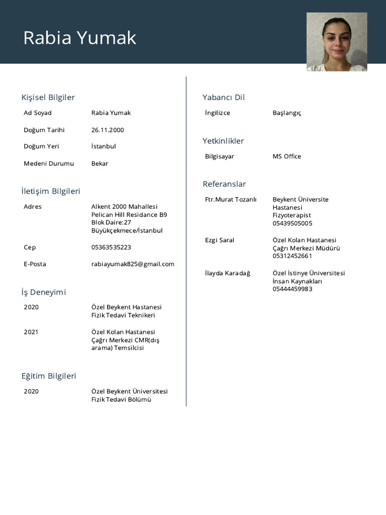 Rabia Yumak CV | PDF