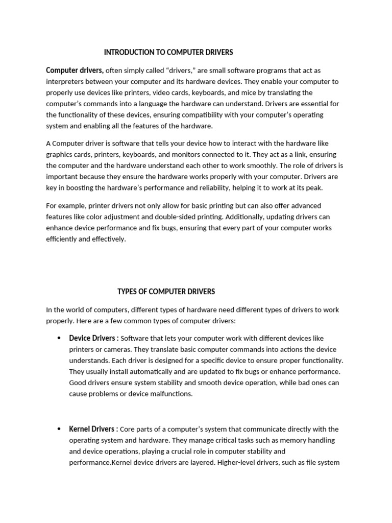 computer driver | PDF | Device Driver | Bios