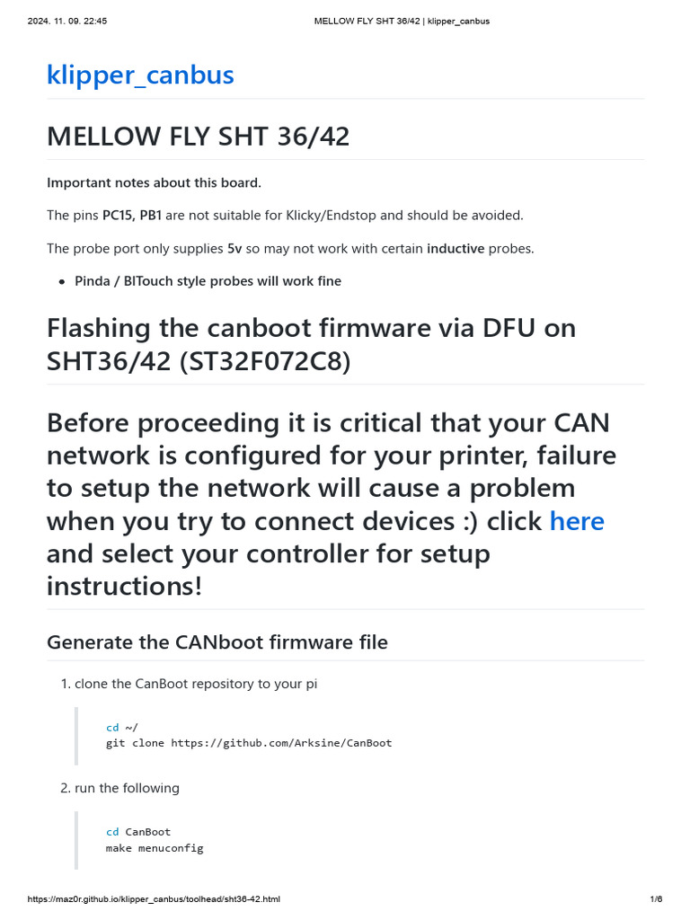 MELLOW FLY SHT 36 - 42 - Klipper - Canbus | PDF | Booting | Computer ...