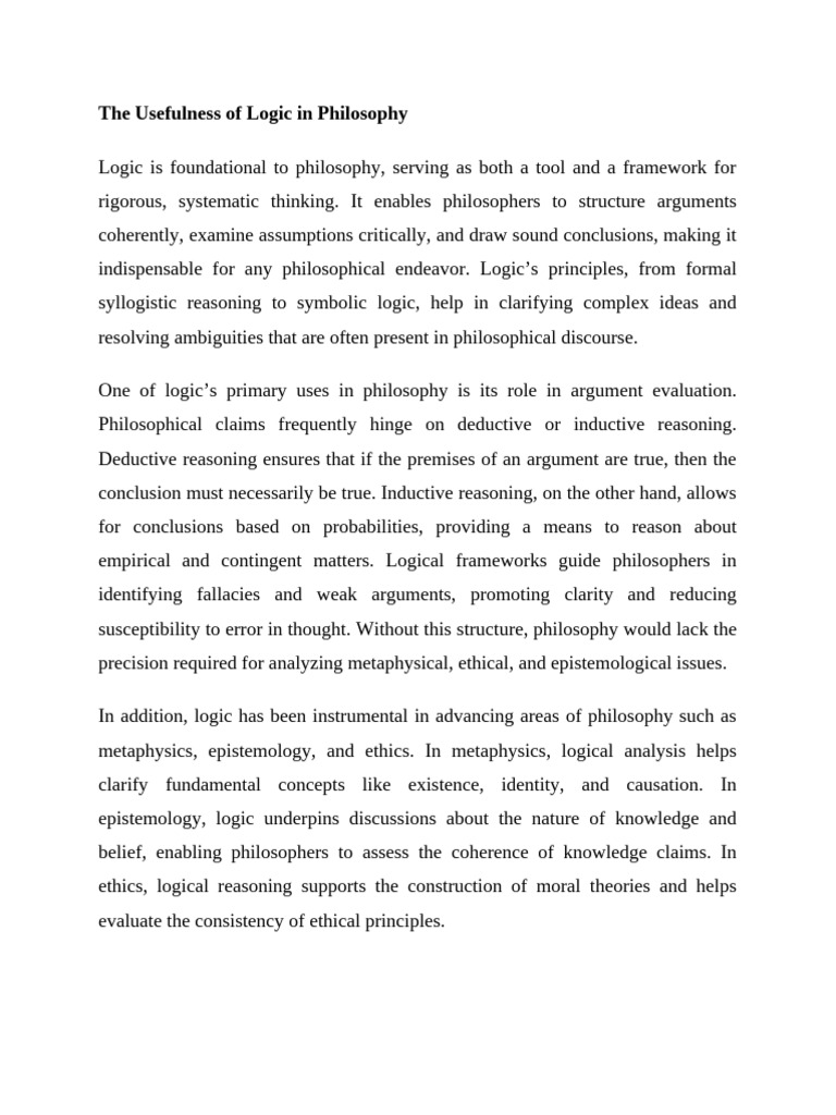 Importance of Logic in Philosophy | PDF | Logic | Reason