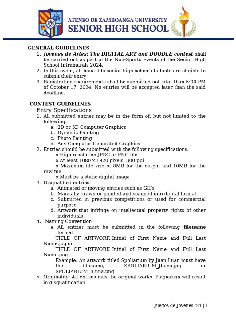 Digital Art Contest Guidelines 2024 | PDF | Film And Video Technology ...