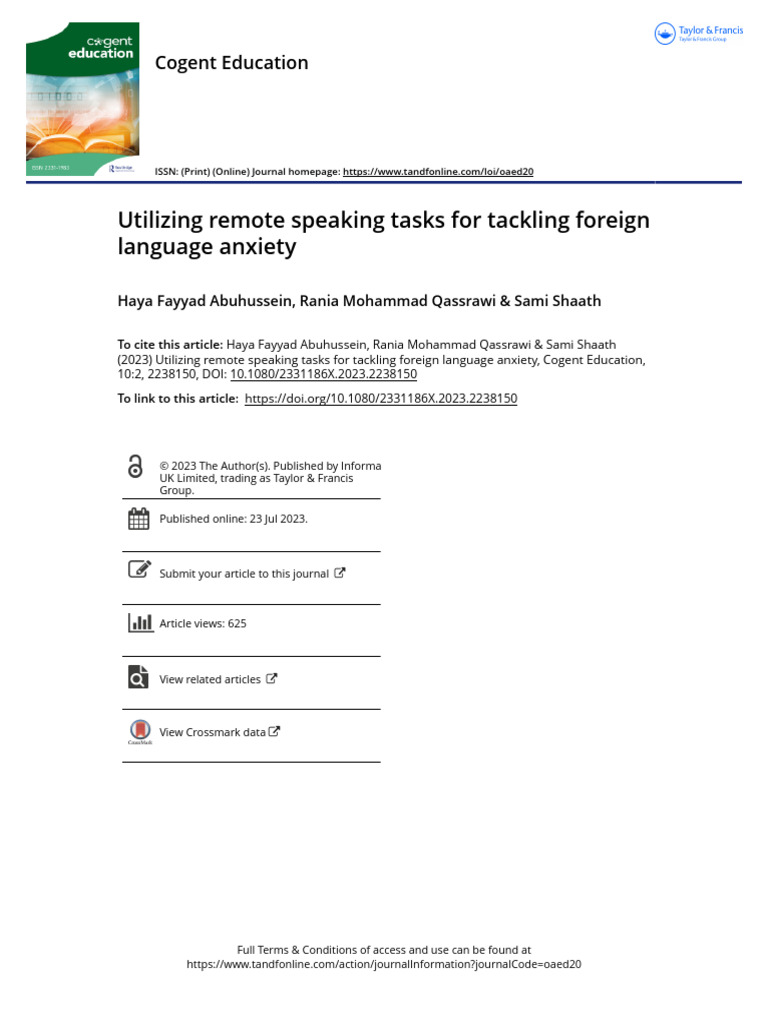 Utilizing Remote Speaking Tasks For Tackling Foreign Language Anxiety ...