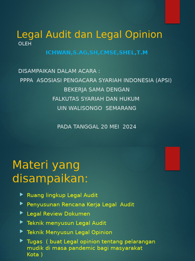 Panduan Legal Audit dan Opini Hukum | PDF | Hukum