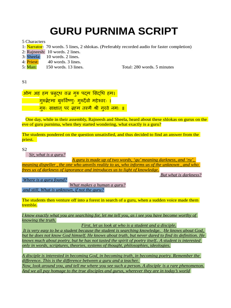 Guru Purnima Class X C Script S2 | PDF | Self-Improvement