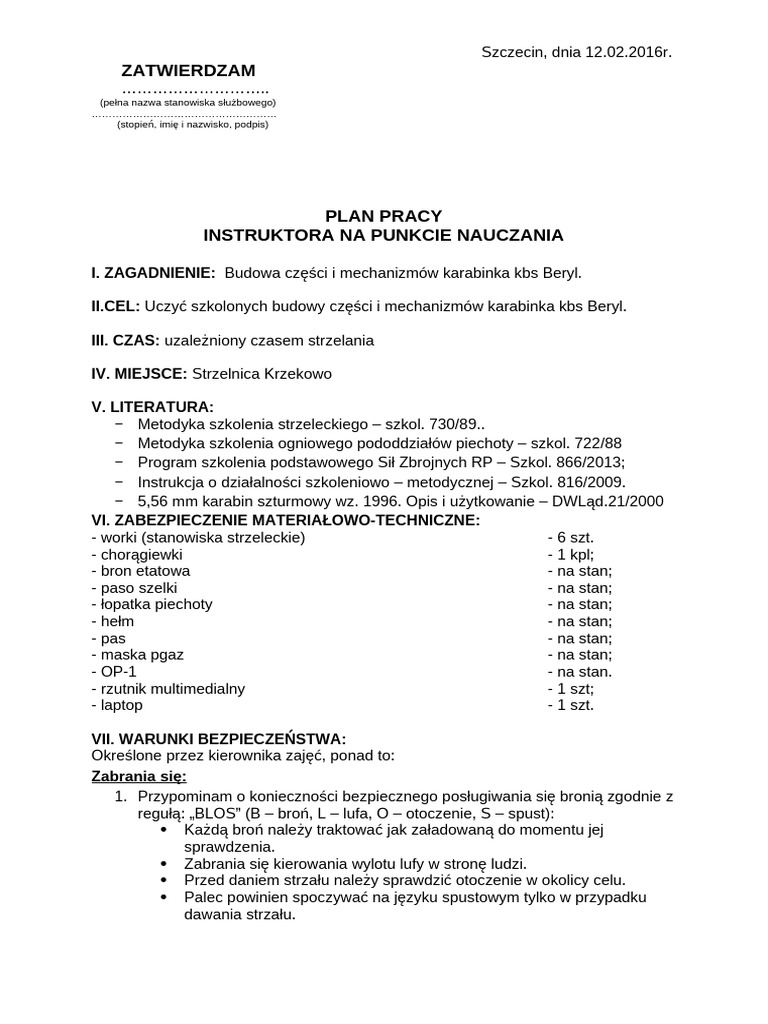 Budowa Części I Mechanizmów Karabinka Kbs Beryl | PDF