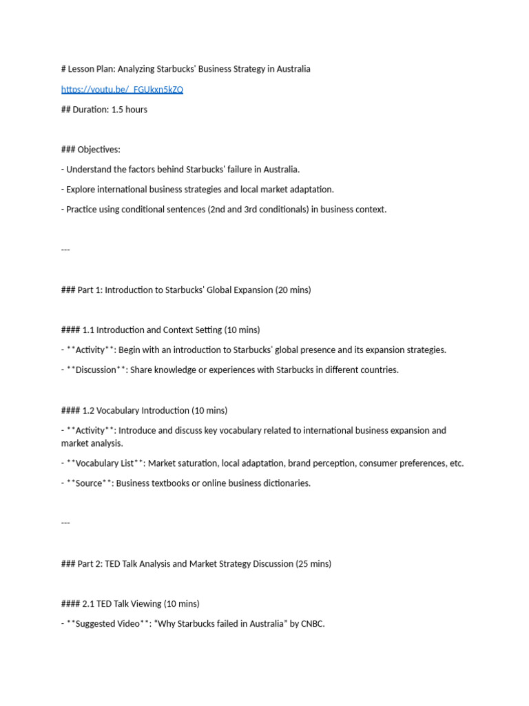 How starbucks failed | PDF | Lesson Plan | Cognition