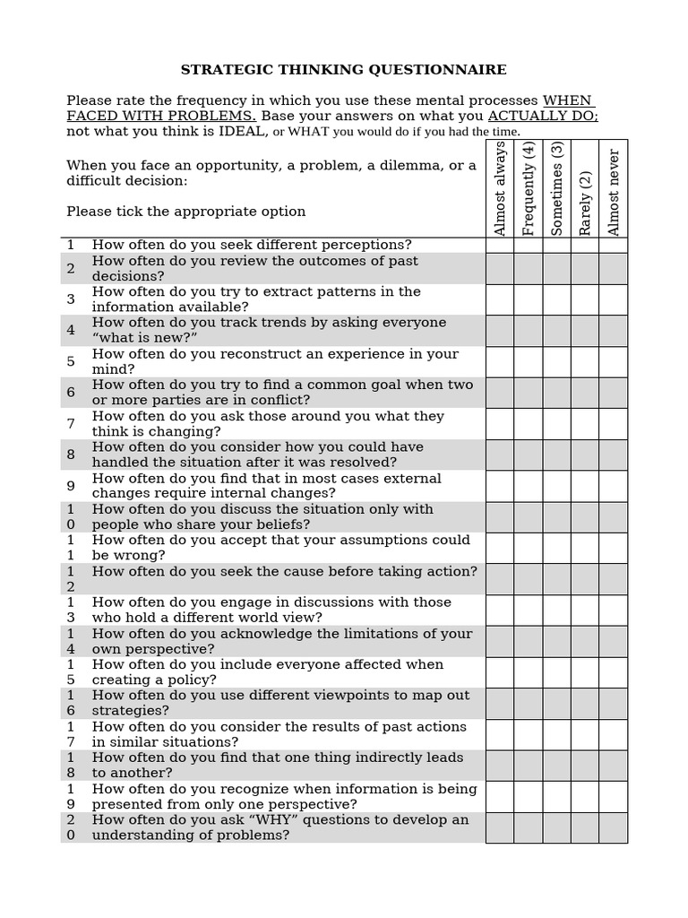 Strategic Thinking Pdf Experience Thought