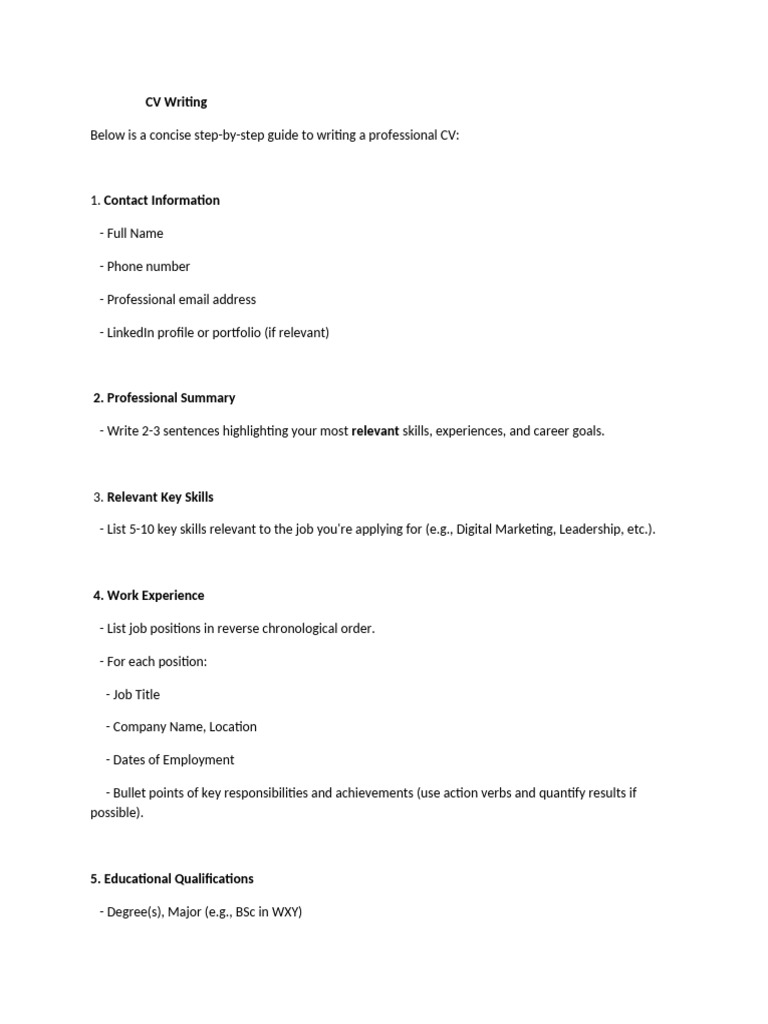 CV Writing Guide | PDF