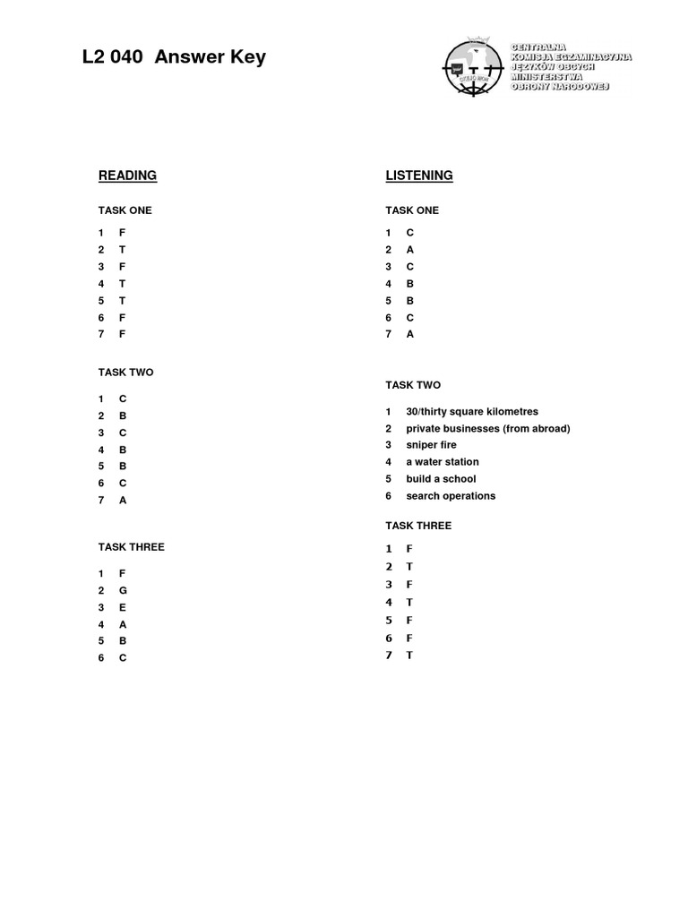 L2 040 Answer Key | PDF