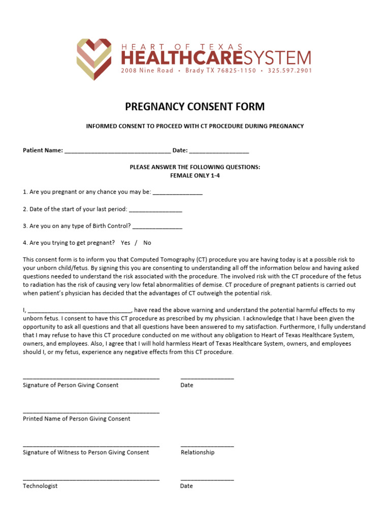 CT Scan Consent for Pregnant Patients | PDF | Ct Scan | Pregnancy