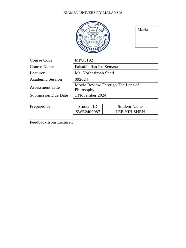 Cover Page (Individual Assignment) | PDF