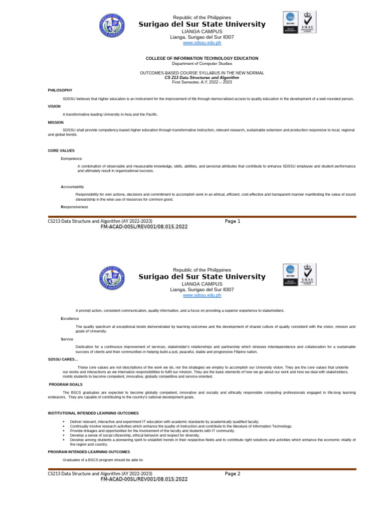 CS213 - Data Structures and Algorithms - College of Information ...