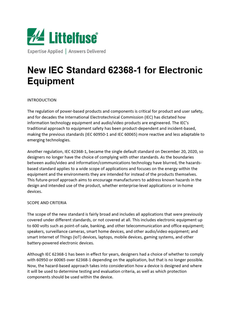 IEC 62368-1: New Safety Standard Overview | PDF | Fuse (Electrical ...