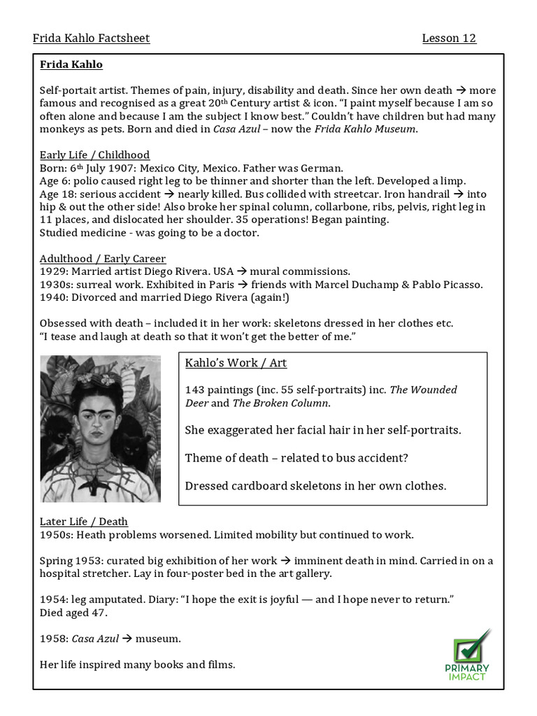 12 - Frida Kahlo Factsheet | PDF