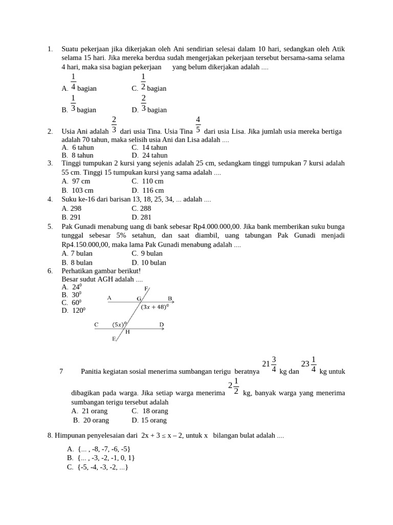 Soal Try Out MTK 2024 | PDF