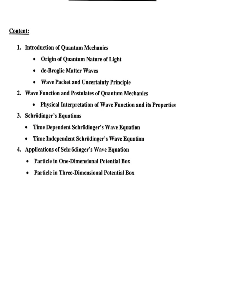 Unit 2 Qunatum Mechanics | PDF