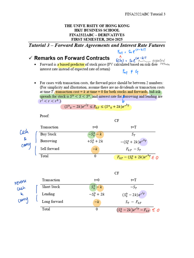 FINA2322 ABC 2024 Tutorial 3 Notes | PDF | Money | Business