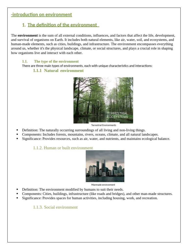 Types and Components of Environments | PDF | Earth Sciences | Natural ...
