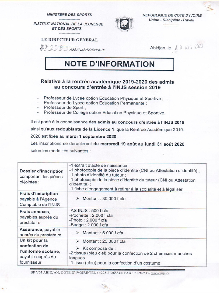 Note d Information Rentree 2019 2020 L1 | PDF