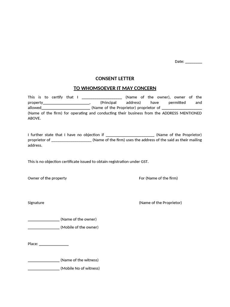 NOC For GST Registration | PDF | Finance & Money Management | Law