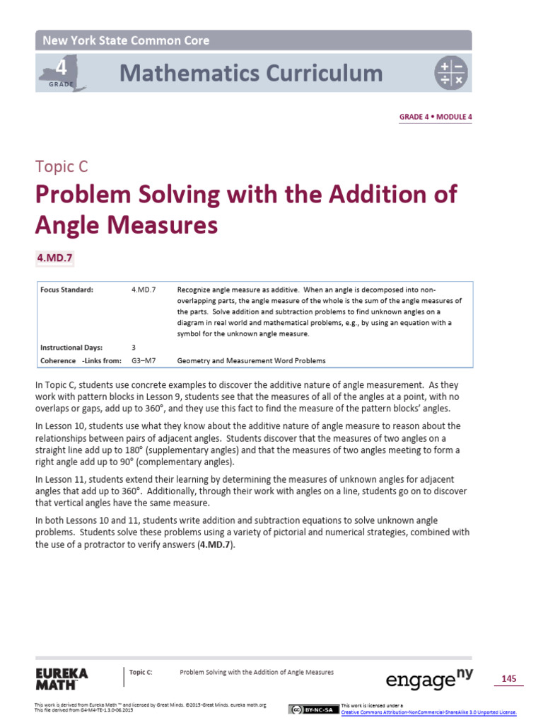 Math g4 m4 Topic C Overview | PDF | Mathematics | Angle
