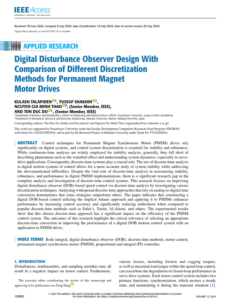 Digital Disturbance Observer for PMSM Control | PDF | Control Theory ...