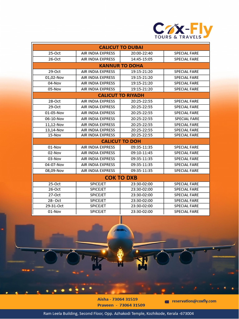 Special Airfare Flights from Calicut | PDF