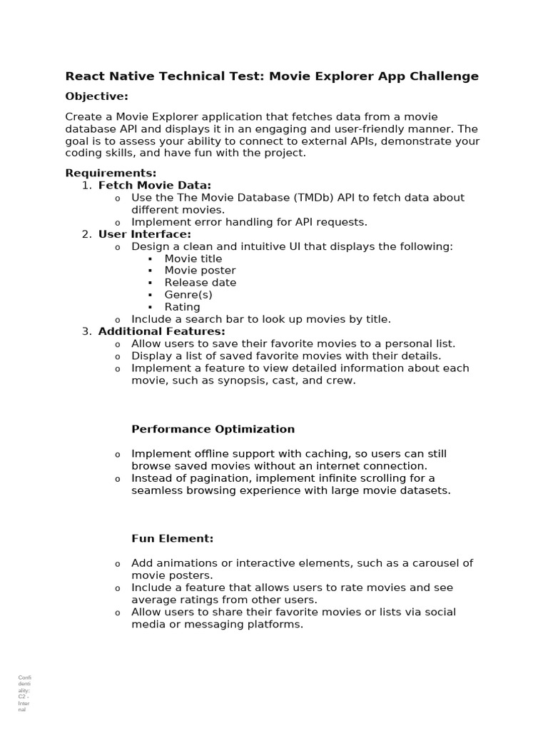React Native Technical Test Movie Explorer App Challenge | PDF ...