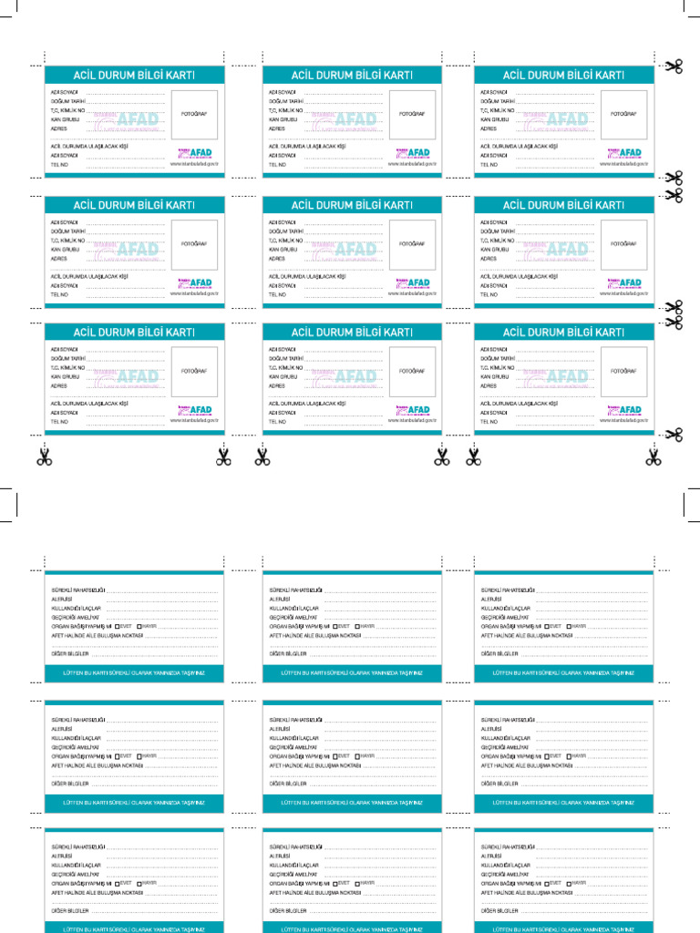 Yetişkinler Için Acil Durum Bilgi Kartı | PDF | Social Science