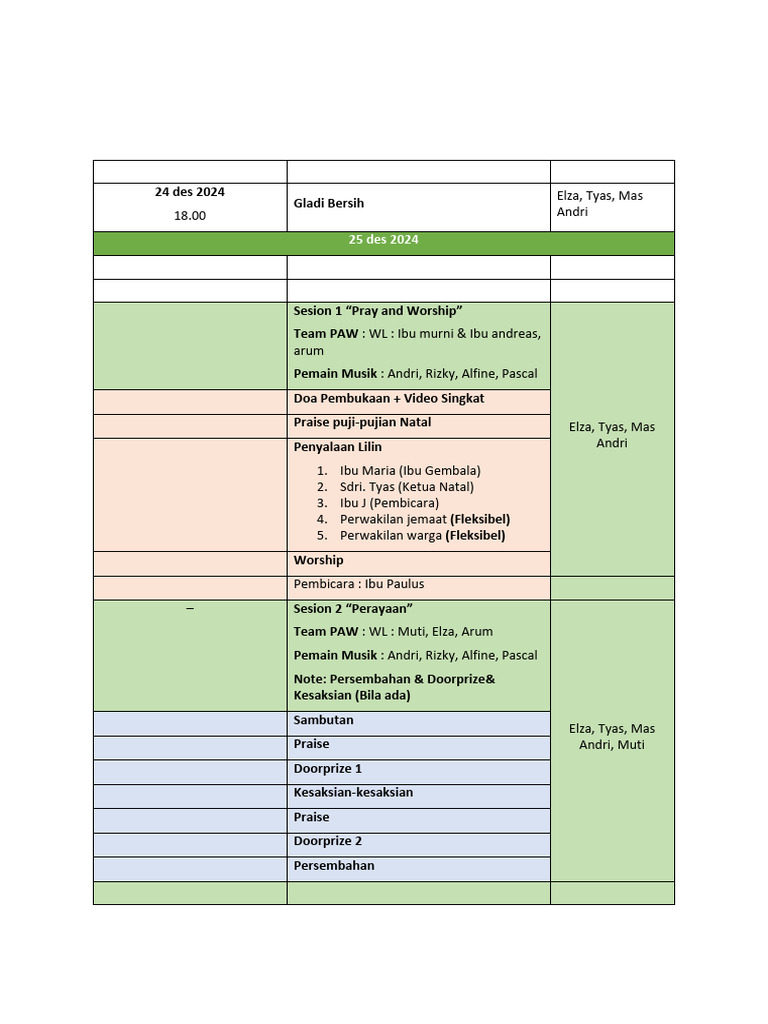 Rundown Natal 2024 | PDF