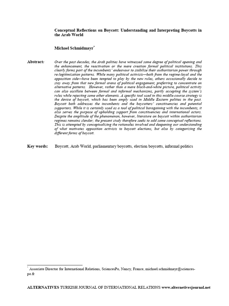 Conceptual Reflections On Boycott - Understanding and Interpreting Boycotts in The Arab World ...