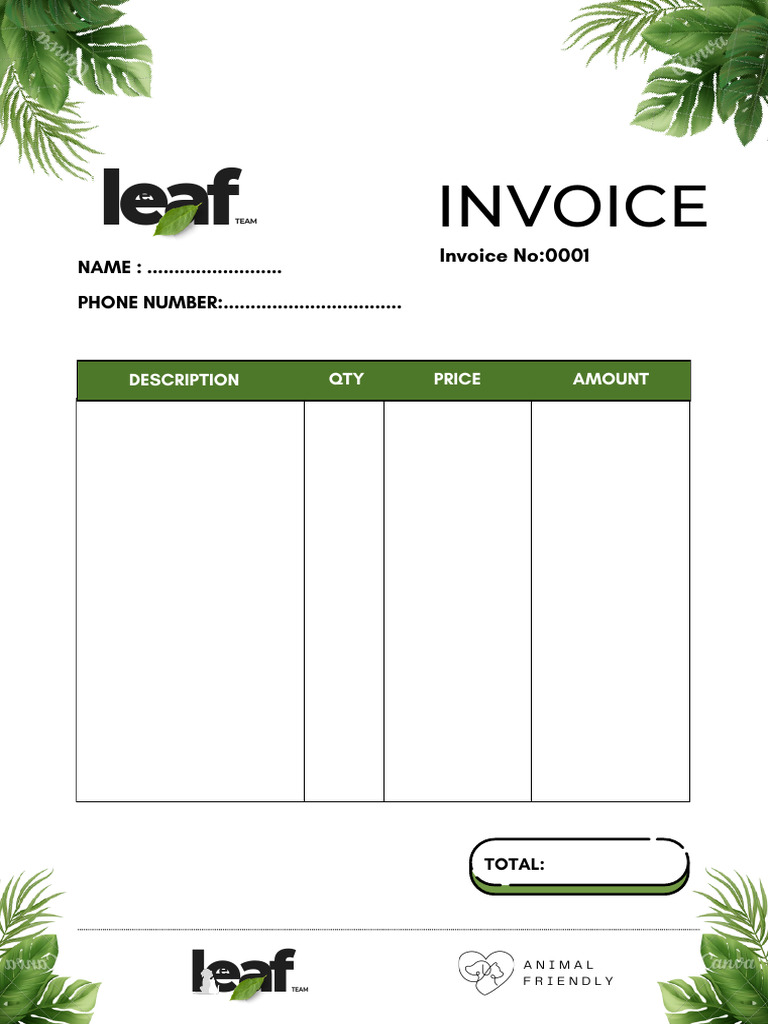 White and Green Illustrative Flower Shop Invoice Receipt | PDF ...