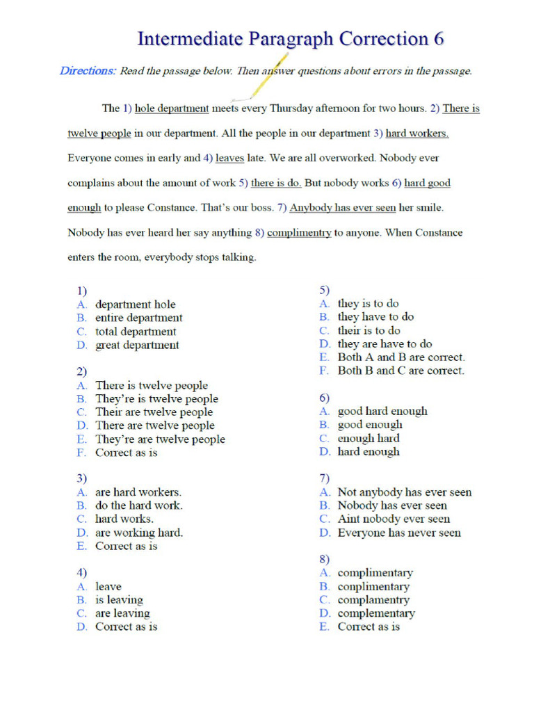 Paragraph Correction 6 | PDF