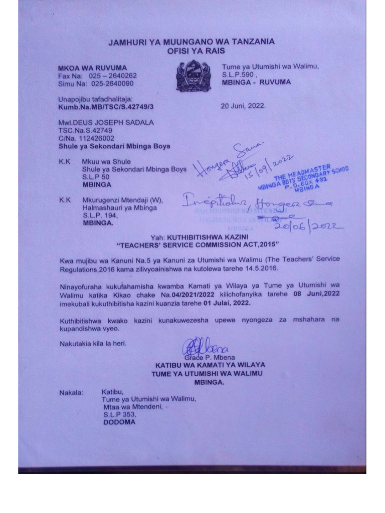 Barua Ya Kuthibitishwa Kazi | PDF