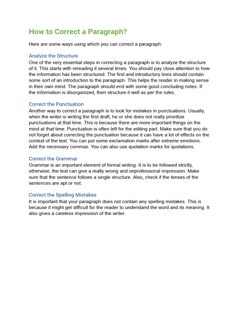 How To Correct A Paragraph | PDF | Language Arts & Discipline