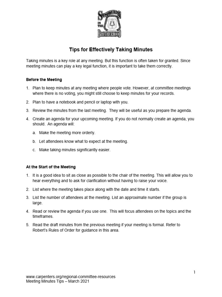 Effective Meeting Minutes Guidelines | PDF