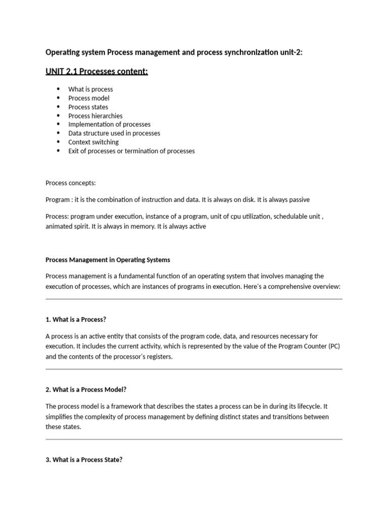 OPERATING SYSTEM UNIT-2 PROCESS MANAGEMENT AND SYNCHRONIZATION | PDF ... OPERATING SYSTEM UNIT-2 PROCESS MANAGEMENT AND SYNCHRONIZATION | PDF ...