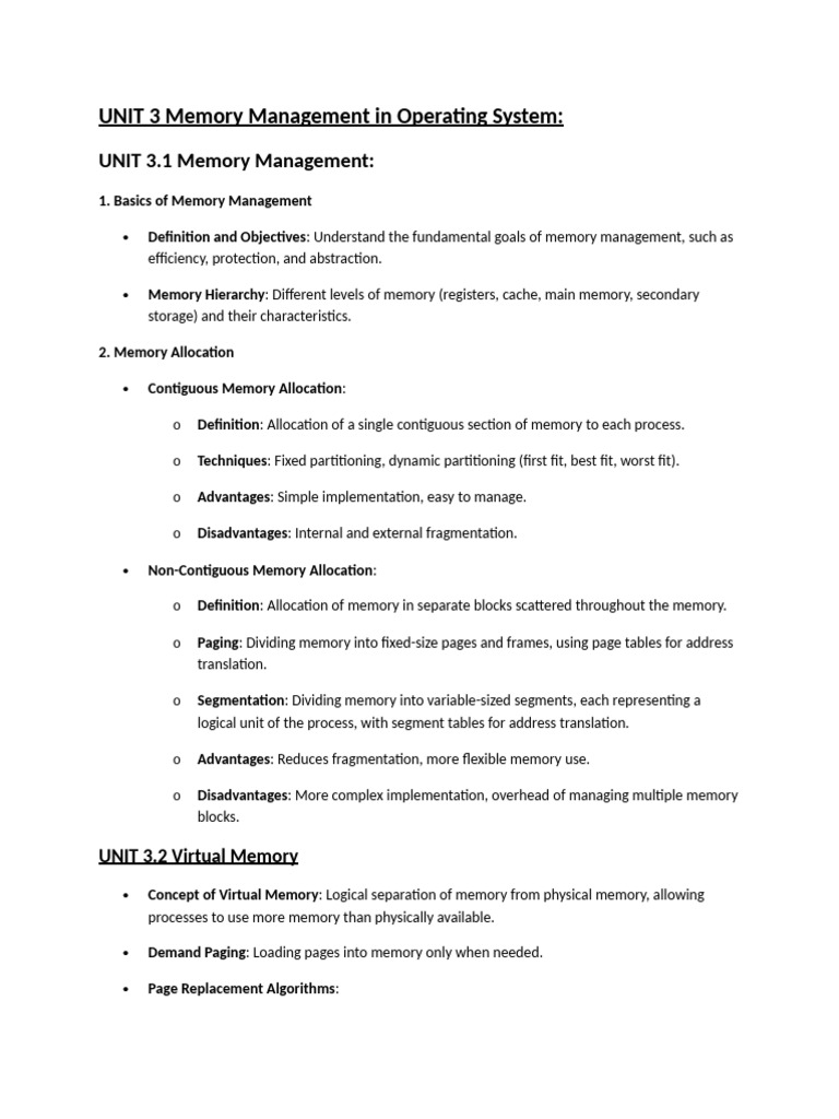 Operating System Unit-3 Memory Management | PDF | Computer Data Storage ... Operating System Unit-3 Memory Management | PDF | Computer Data Storage ...